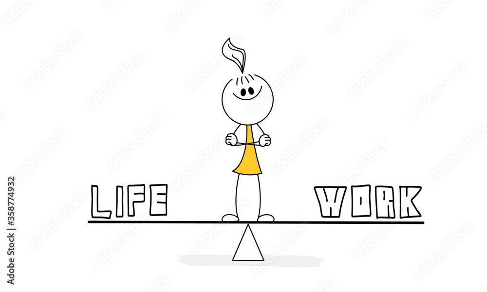 Doodle stick figure: Life or work. Vector. Stock Vector | Adobe Stock