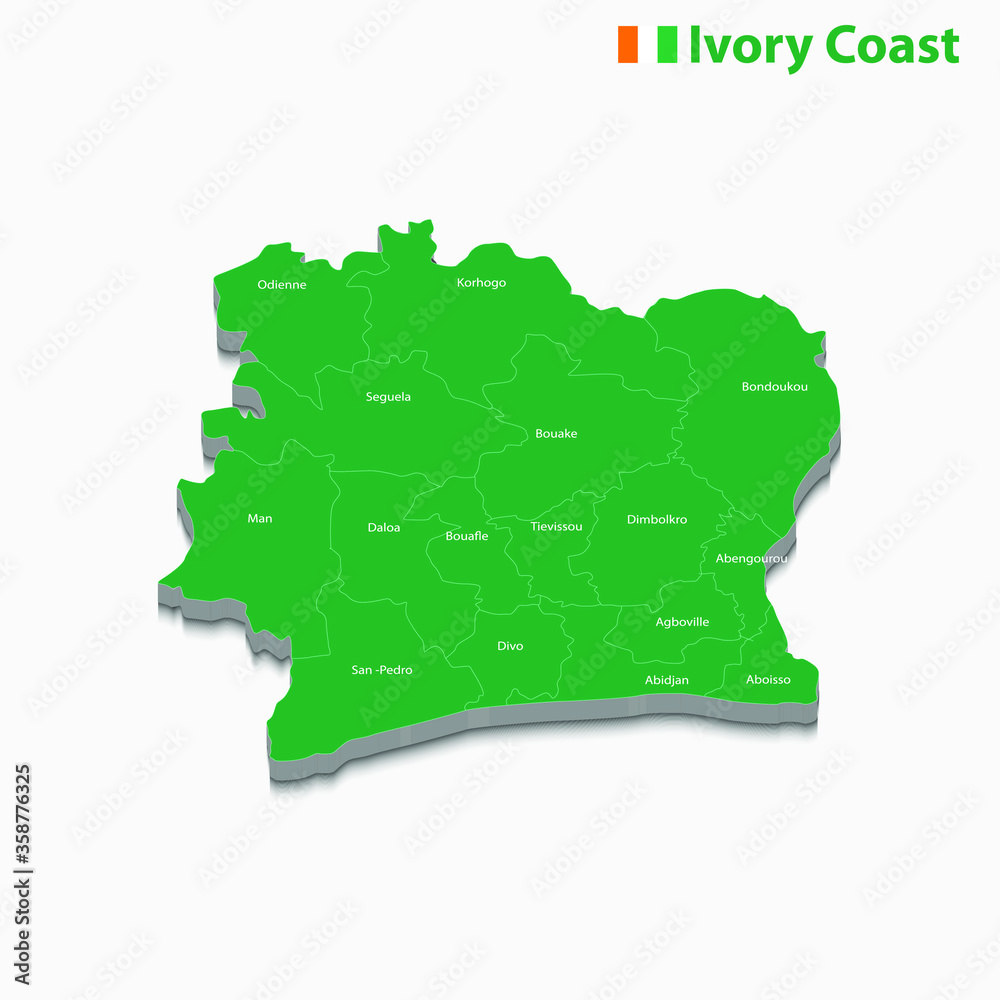 Map of Ivory Coast Vector Design Stock Vector | Adobe Stock
