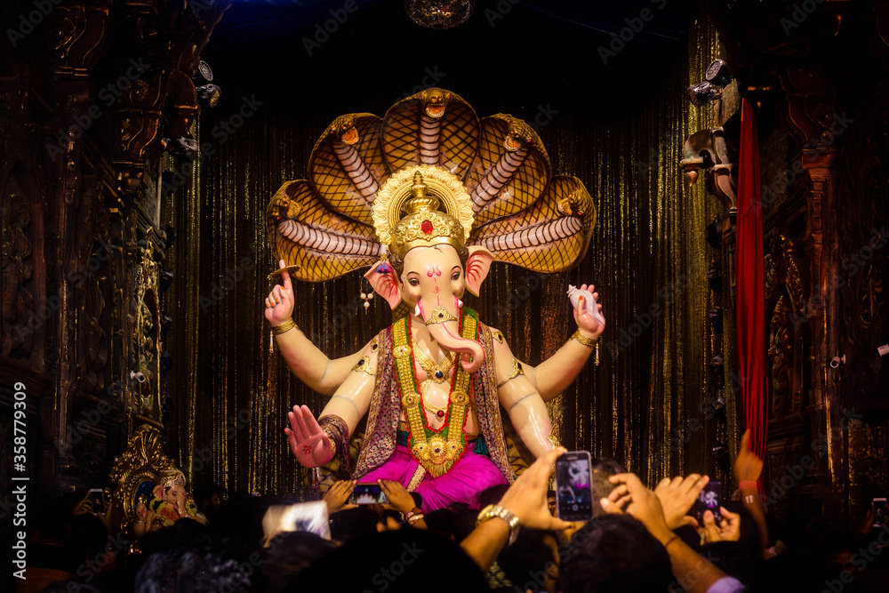 Ganesh Chaturthi - Lalbaugcha raja in Mumbai India Stock Photo | Adobe ...