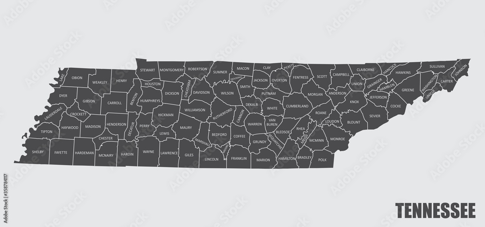 Tennessee County Map Stock Vector | Adobe Stock