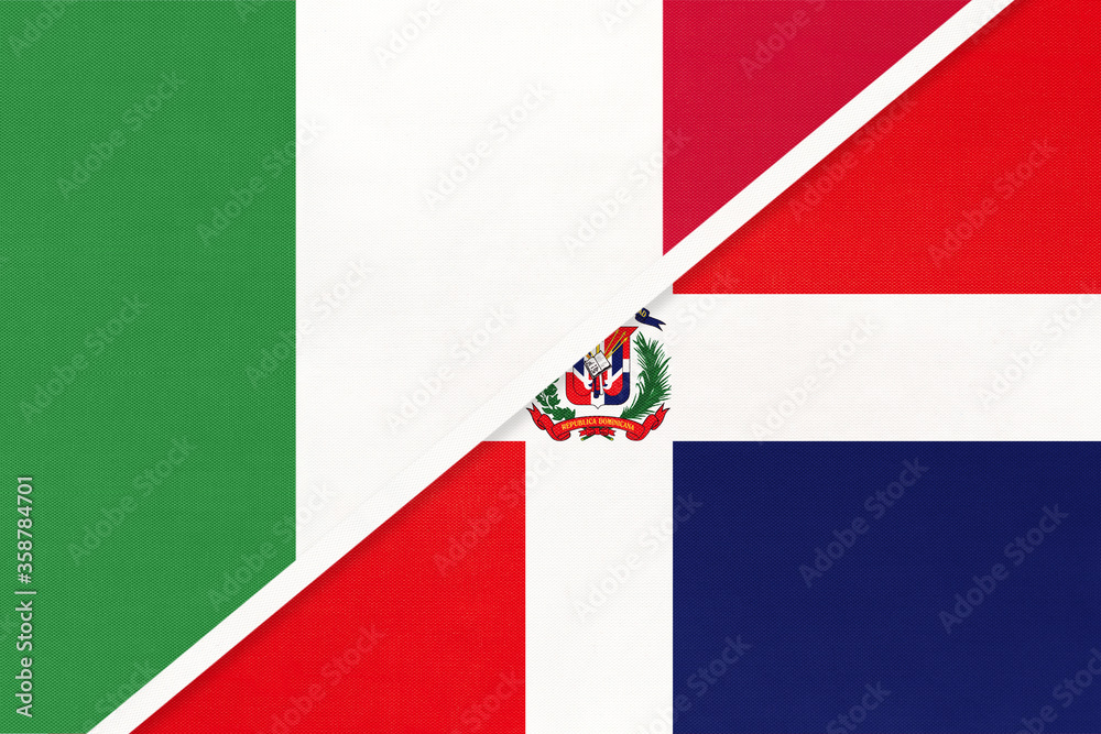 Italy and Dominican Republic, symbol of two national flags from textile ...