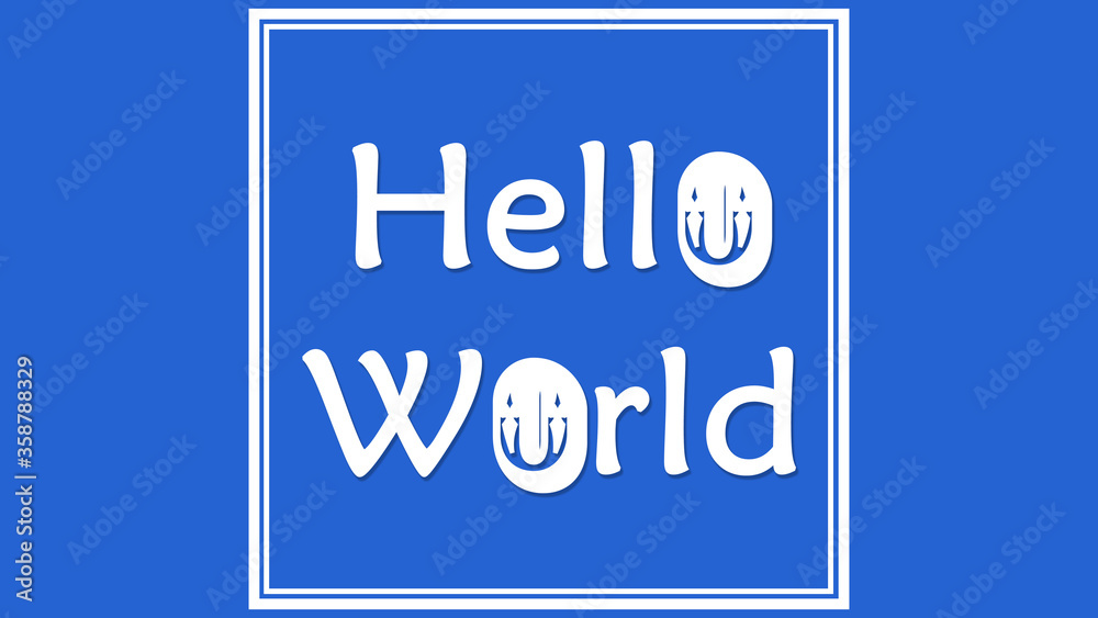 Hello Word text in white color with blue background Stock Illustration ...