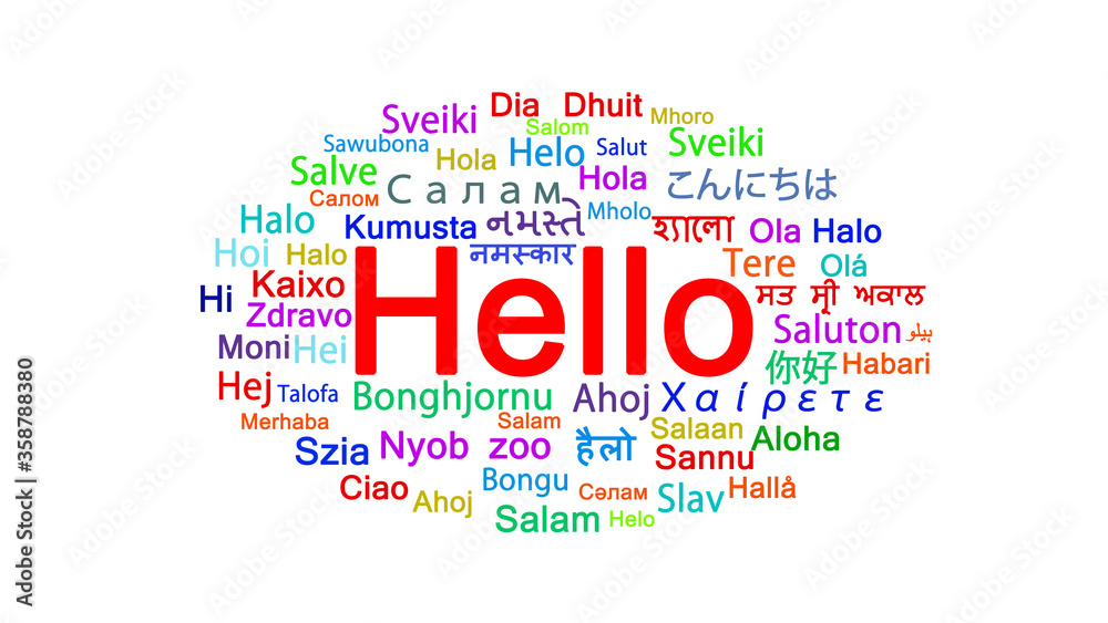 Hello text in different languages of the world. Stock Illustration ...