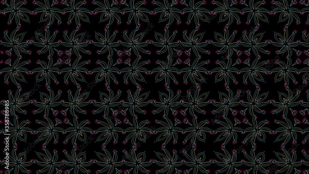 Abstract animation with bright color edges on a minimal background ...