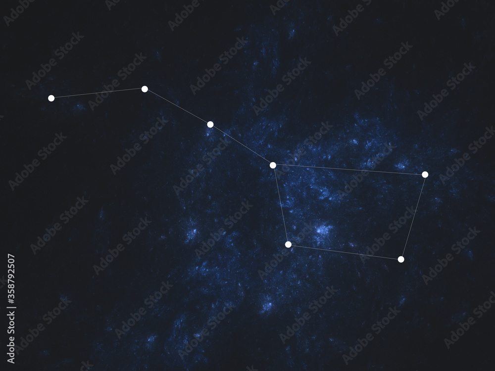 The Great Bear (with lines) constellation. Big Dipper constellation on ...