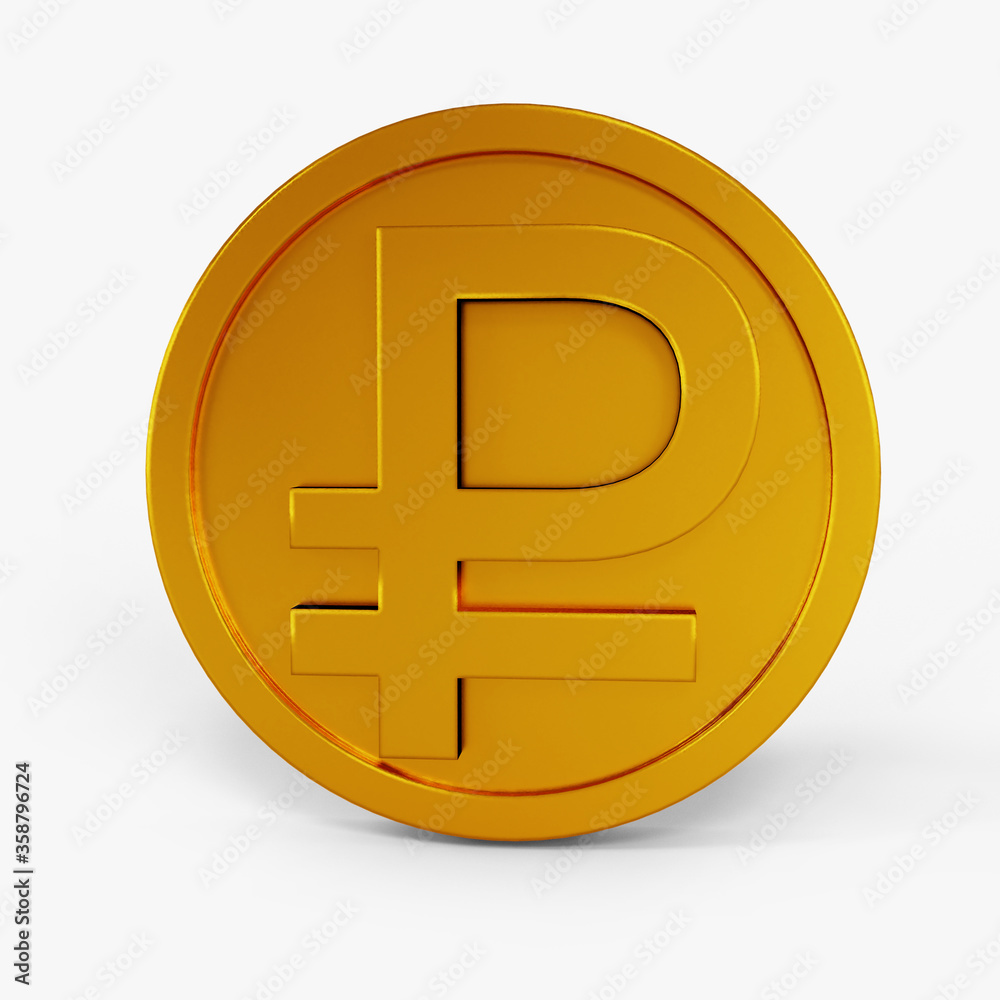 rubble icon gold coin color 3D currency symbols, currency icon front ...