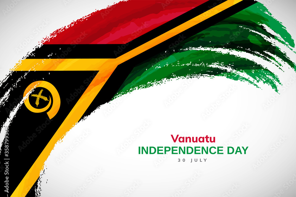 Happy independence day of Vanuatu with watercolor brush stroke flag ...