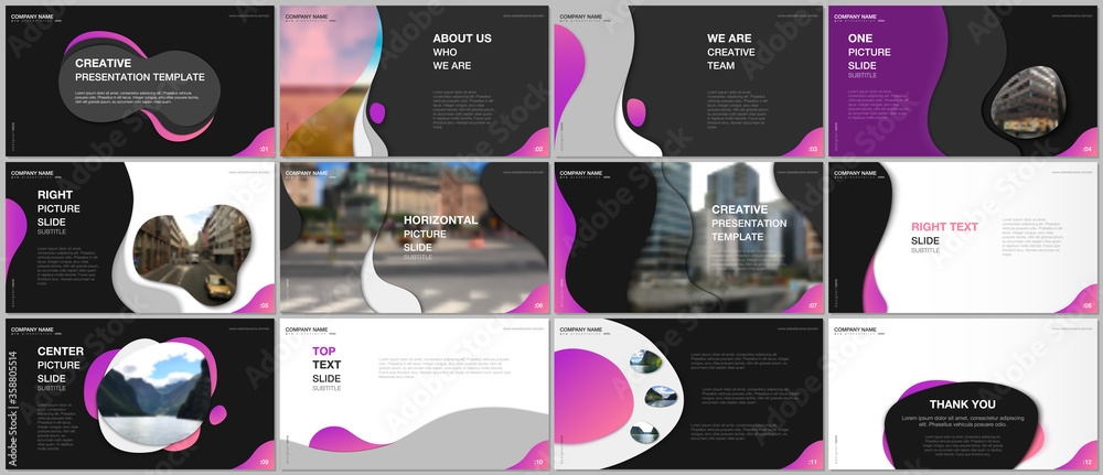 Minimal presentations design, portfolio vector templates with fluid ...