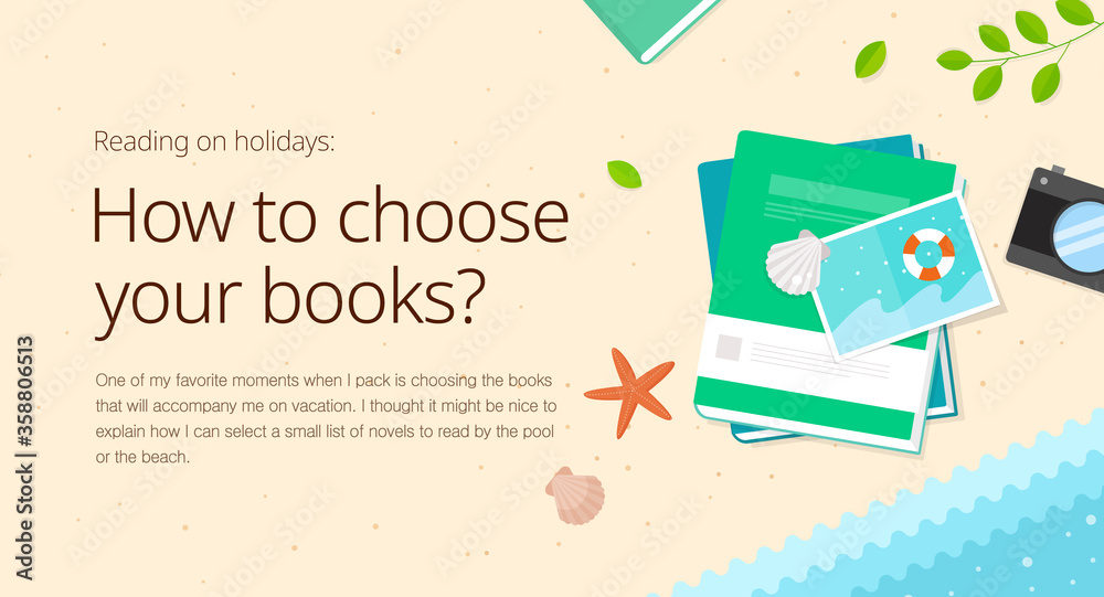 Reading on the beach Stock Illustration | Adobe Stock