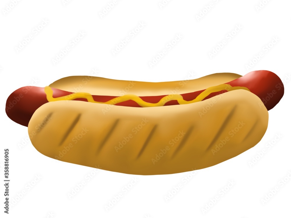 Hot dog with ketchup. Vector illustration hotdog. Hotdog drawing Stock ...