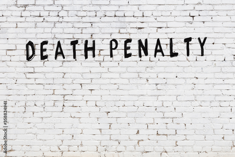 Word death penalty painted on white brick wall Stock Illustration ...