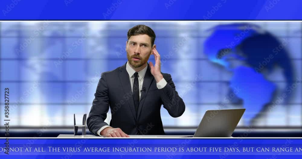 Video Stock Portrait of Caucasian handsome young man newsreader in suit ...