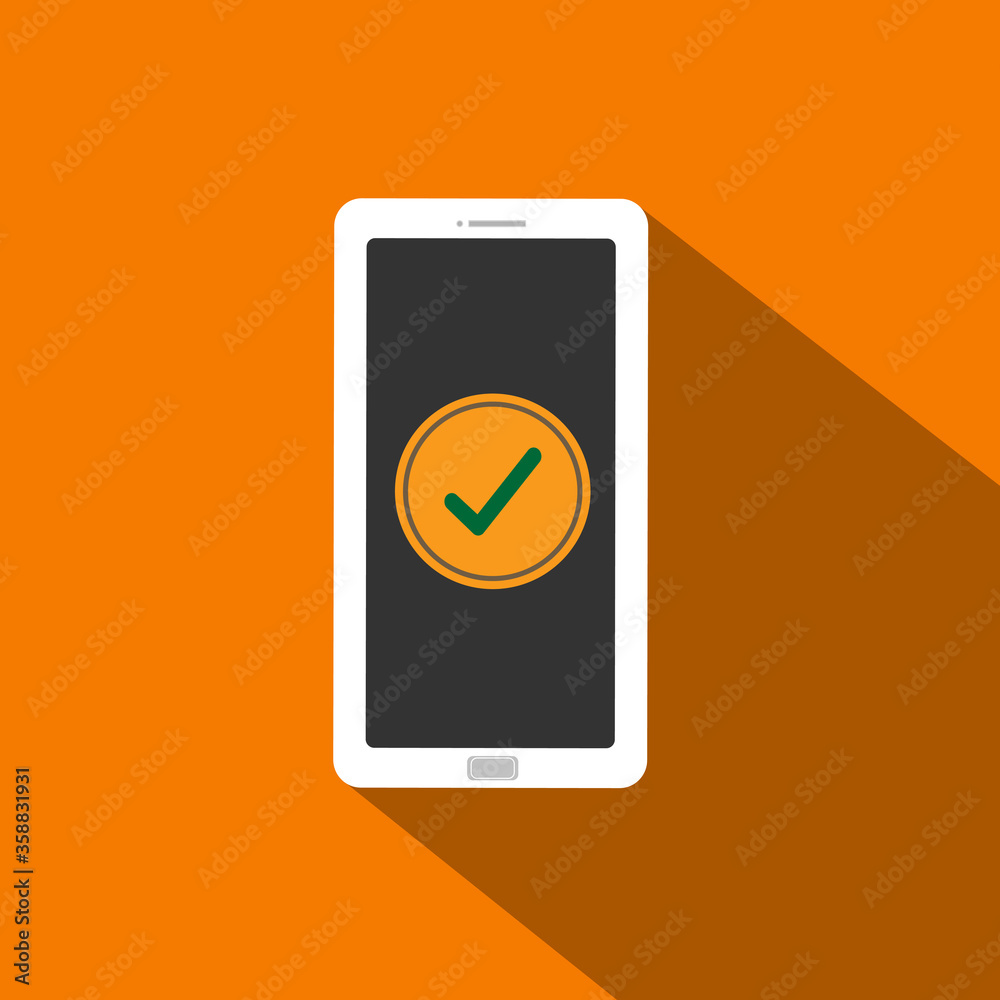 check mark icon on mobile. - online order and confirm by mobile phone ...