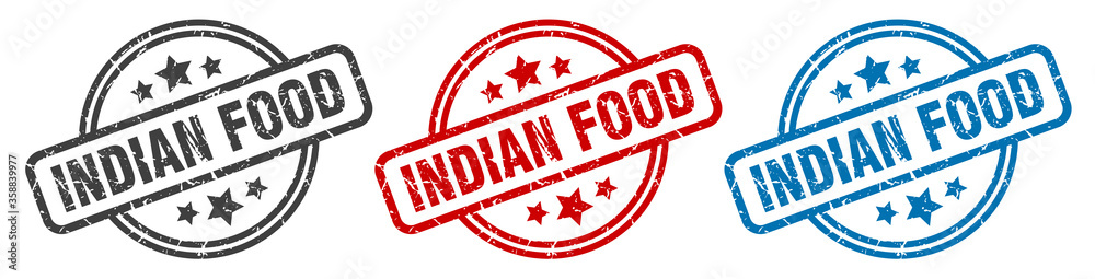 indian food stamp. indian food round isolated sign. indian food label ...