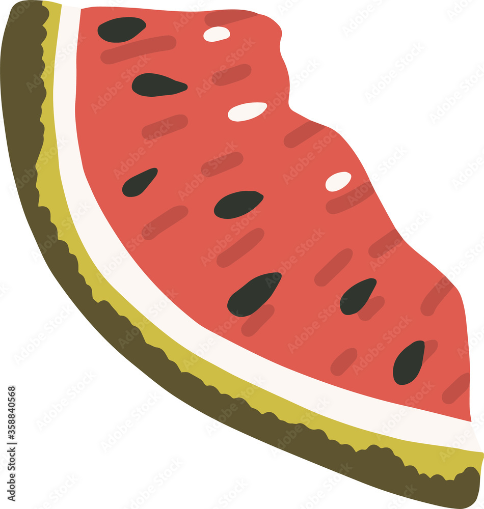 Watermelon slice clipart set hand drawn childish flat style isolated on ...