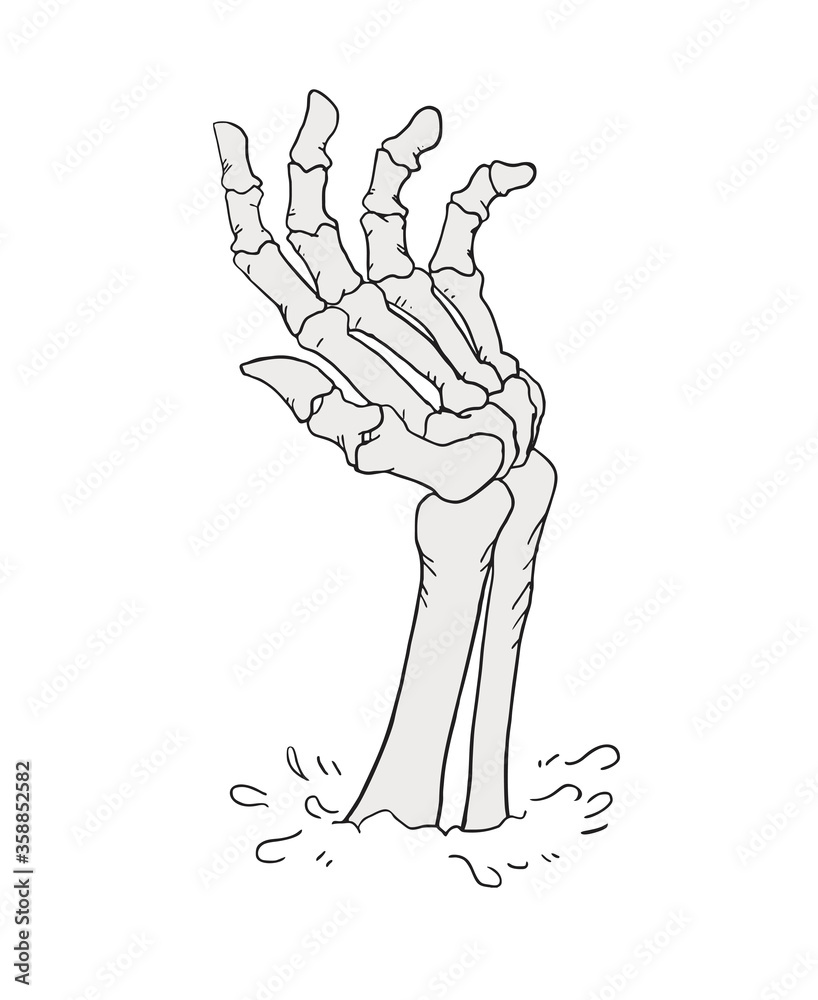 Design of terrifying skeleton hand draw Stock Vector | Adobe Stock