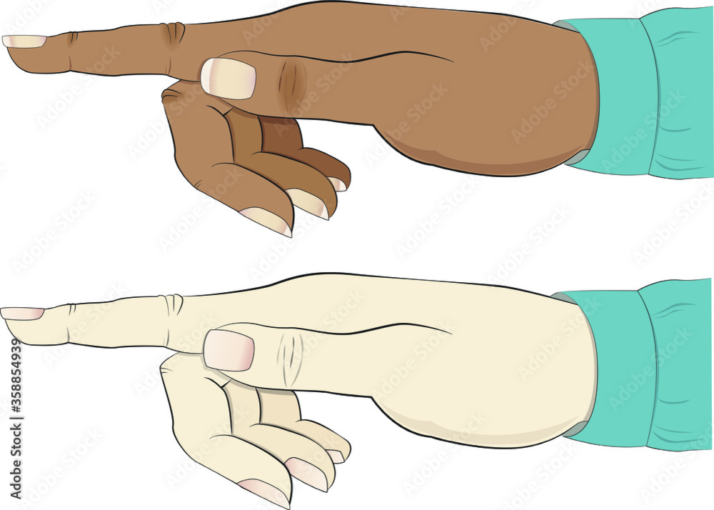 Vector illustration - African American and Caucasian female hands with ...