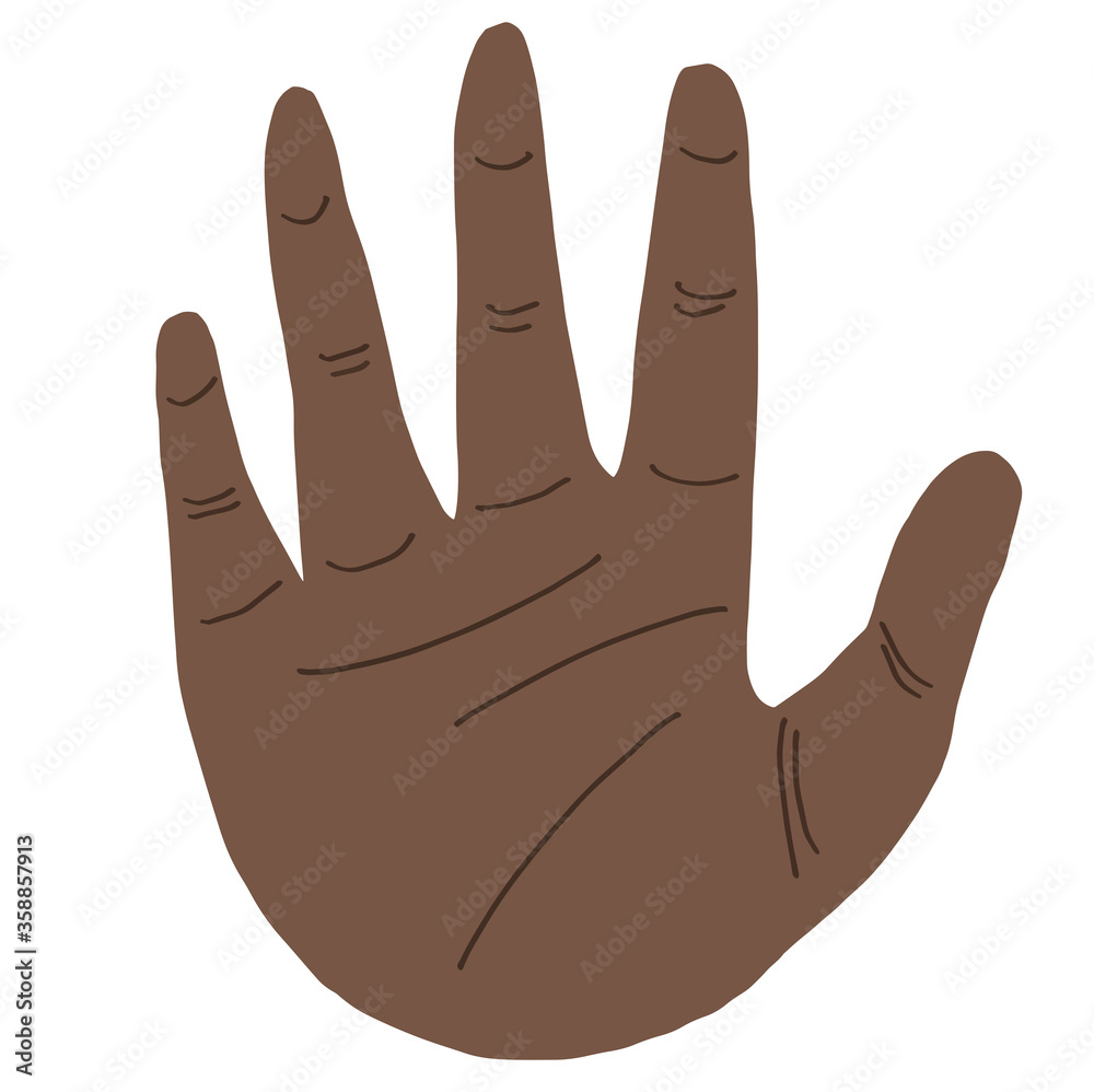 Afro american palm. Cartoon human palmistry map on open hand vector ...
