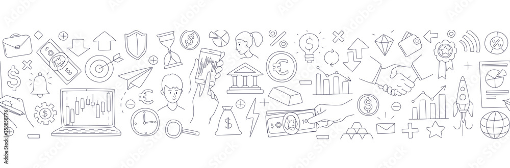 Trading exchange seamless border pattern background. Vector ...