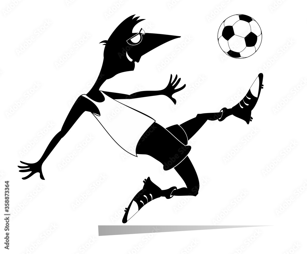 Smiling young man playing football illustration. Cartoon football ...