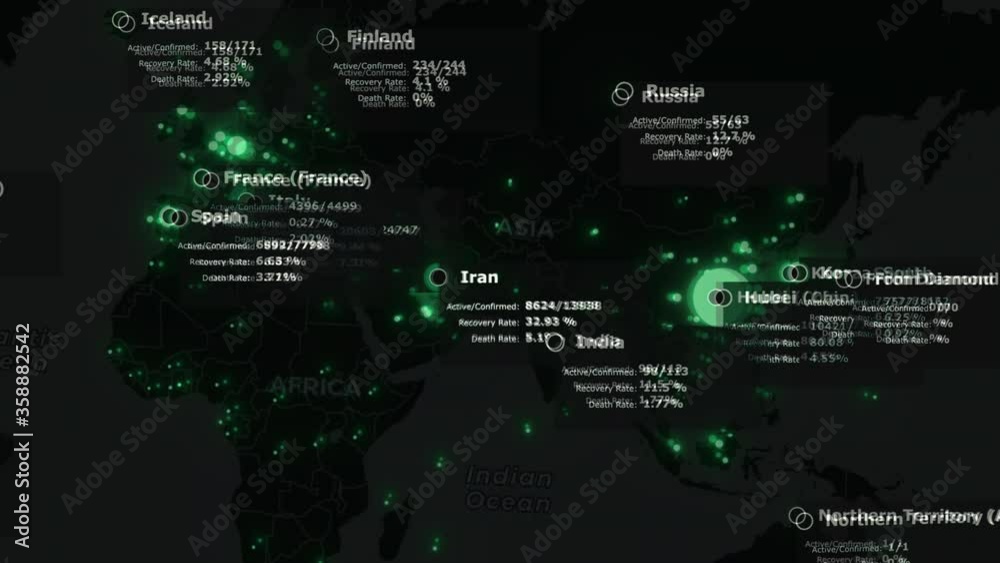 Animated world map of spreading the coronavirus COVID19 pandemic from ...