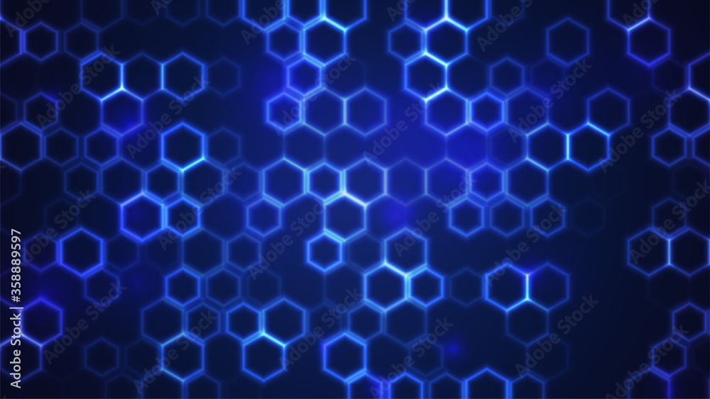 Abstract hexagon background. Hexagonal pattern on blue backdrop ...