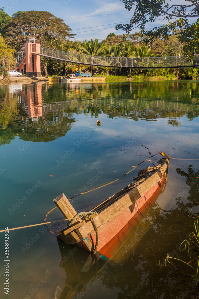 Camaya-an Hanging Bridge over Loboc river on Bohol island, Philippines ...