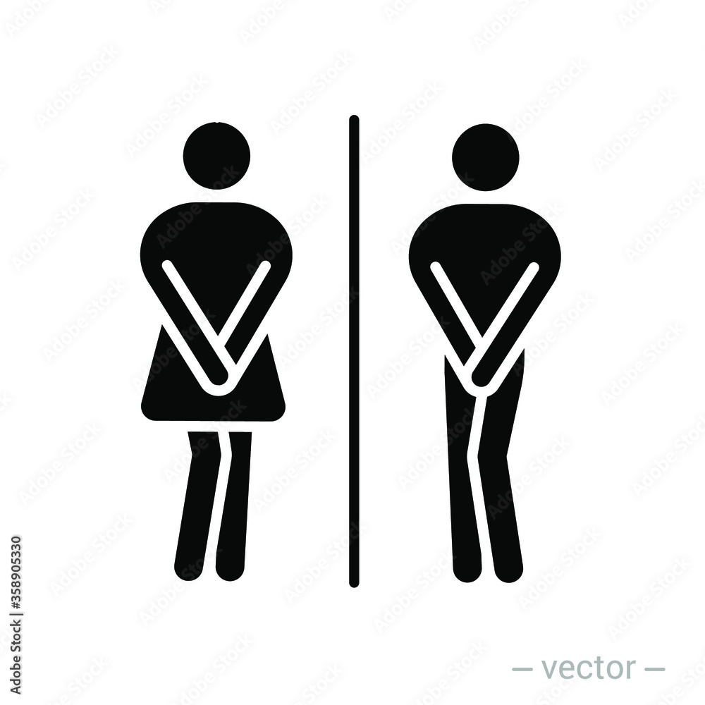Girls and boys restroom pictograms. Funny toilet couple signing ...