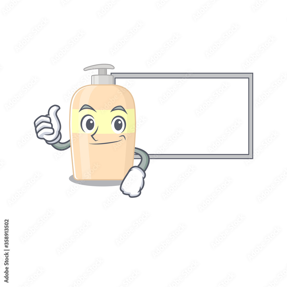 Toner cartoon design with Thumbs up finger bring a white board Stock ...