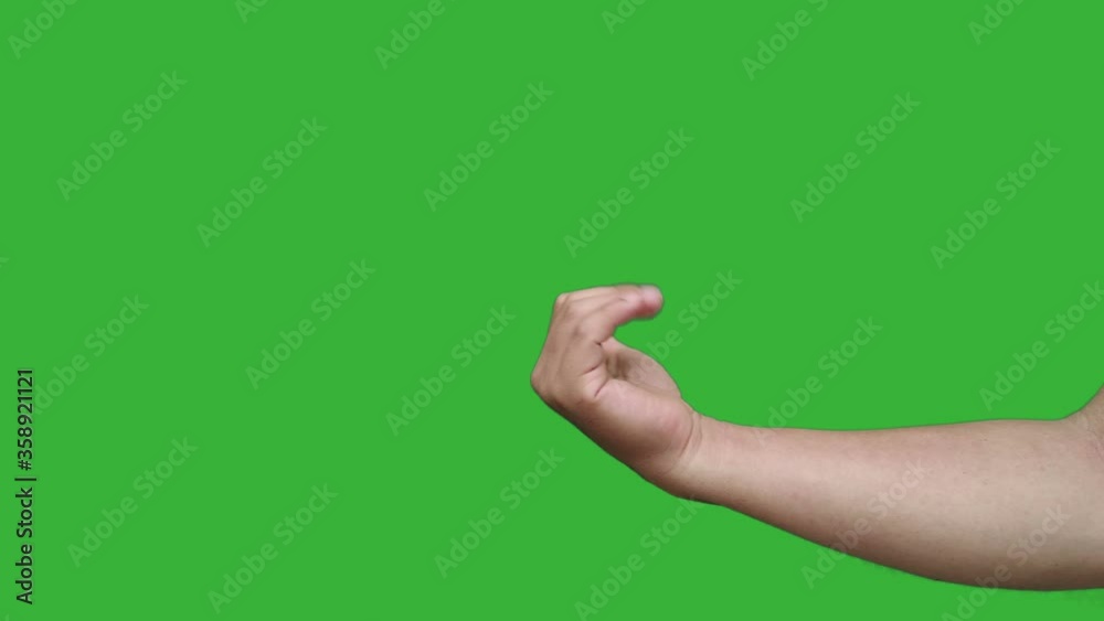 4K view side view hand of asian man waving inviting to come here ...