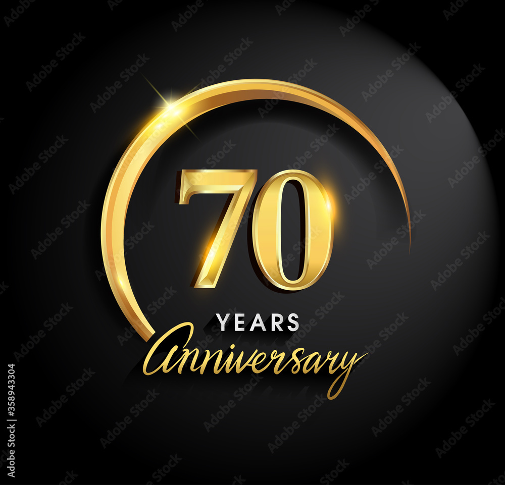 70th years anniversary celebration. Anniversary logo with ring and ...