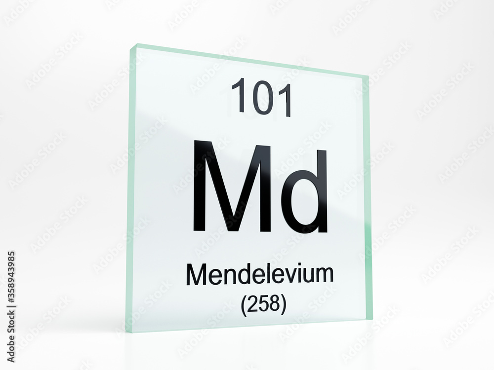 Mendelevium element symbol from periodic table on glass icon ...