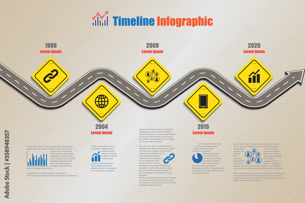 Business road signs map timeline infographic designed for abstract ...