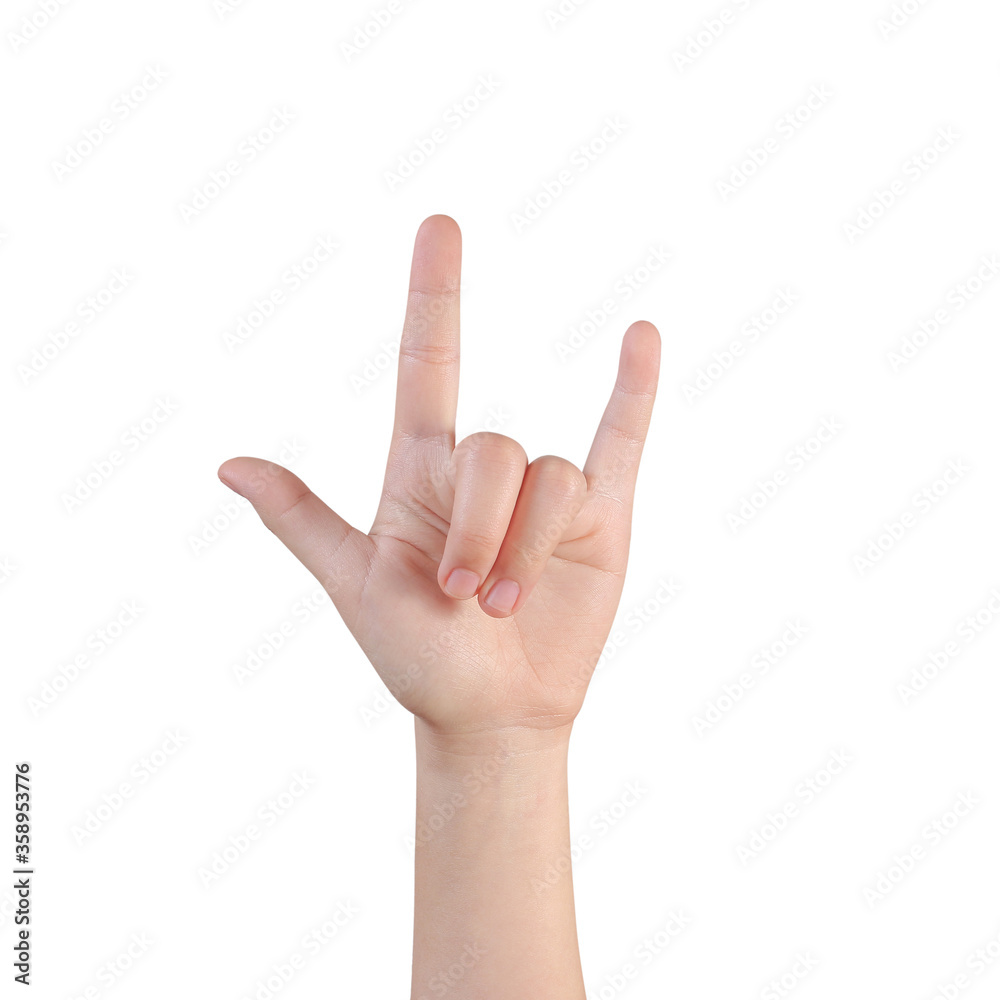 I love you hand symbol gesture isolated on white with clipping path ...