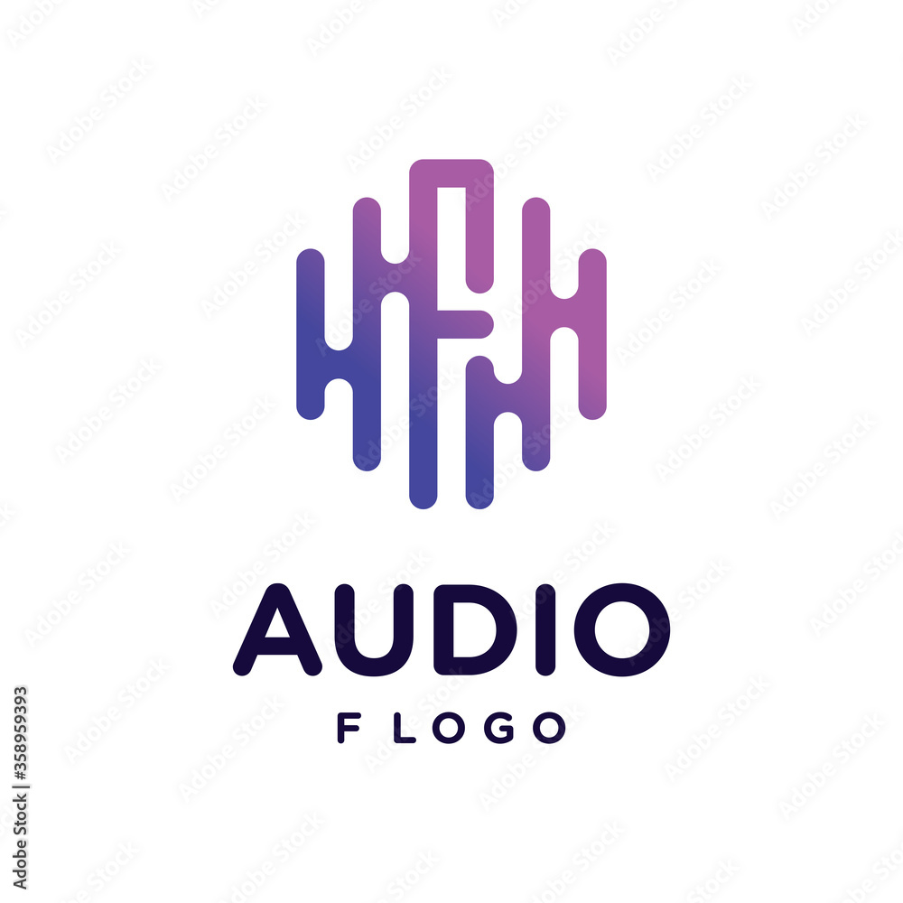 sounds logo vector audio music combinations with letter F modern ...