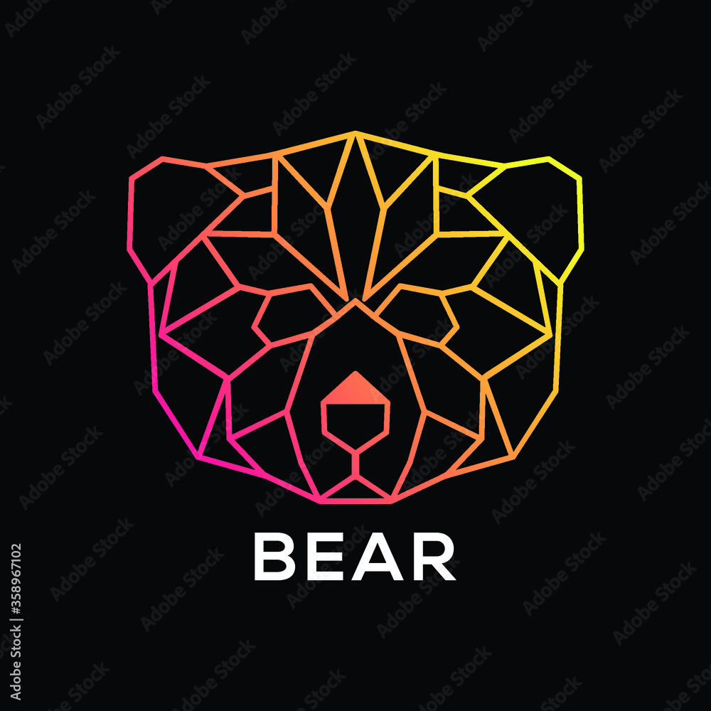 bear logo design inspiration. bear head. geometric logo. bear icon ...