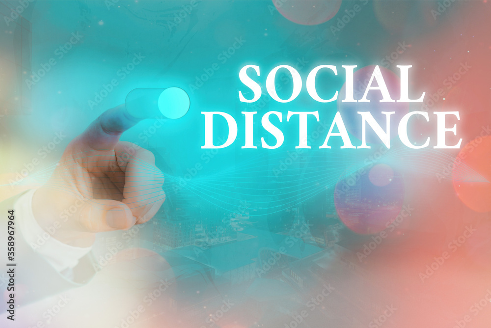 Conceptual hand writing showing Social Distance. Concept meaning ...