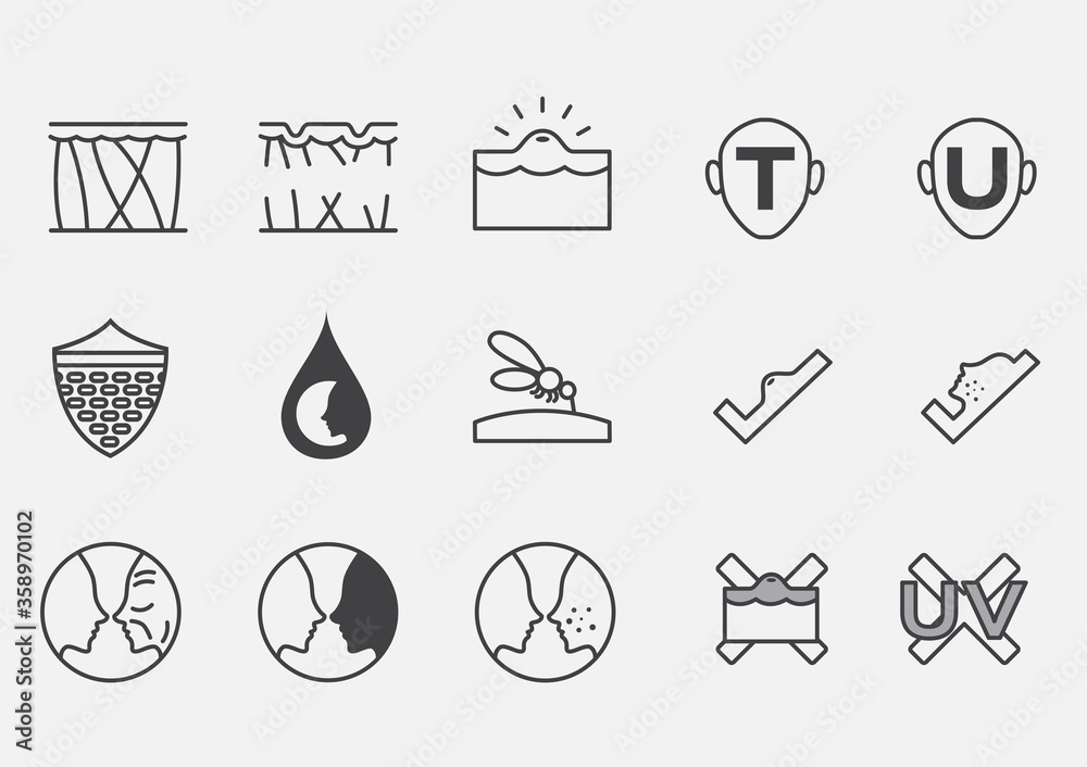 set of skin icon vector . dry and damaged skin / acne . moisturizer ...