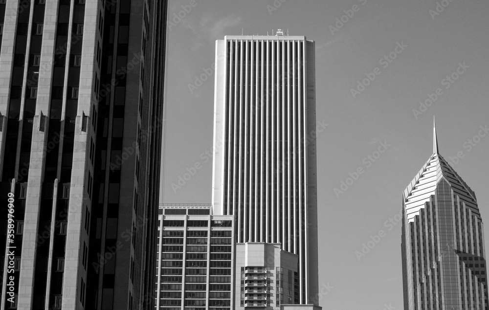 Modern skyscraper and highrise architecture in downtown Chicago in ...