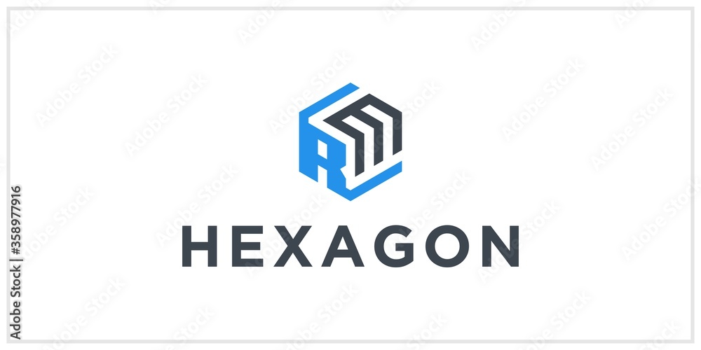 RM hexagon logo design inspiration Stock Vector | Adobe Stock