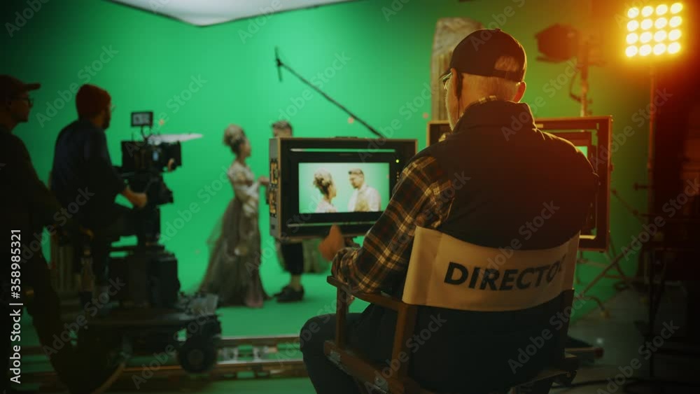 Director Shooting Period Film Green Screen CGI Scene with Actors ...