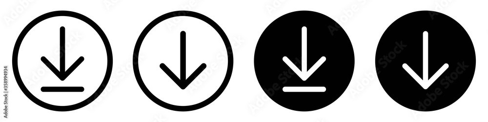 Download icons set design.Round down arrow line icon for apps and ...