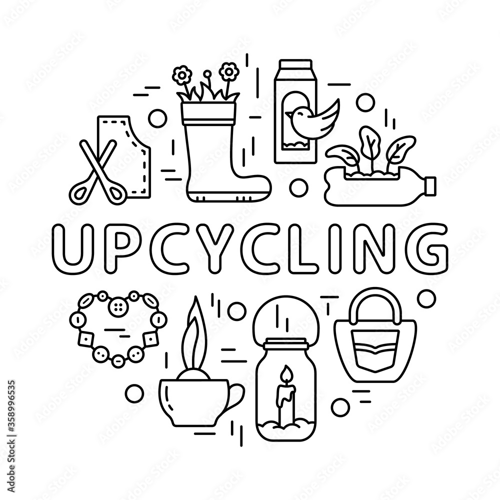 Upcycling contour round template for print bag, poster, banner. Reuse ...