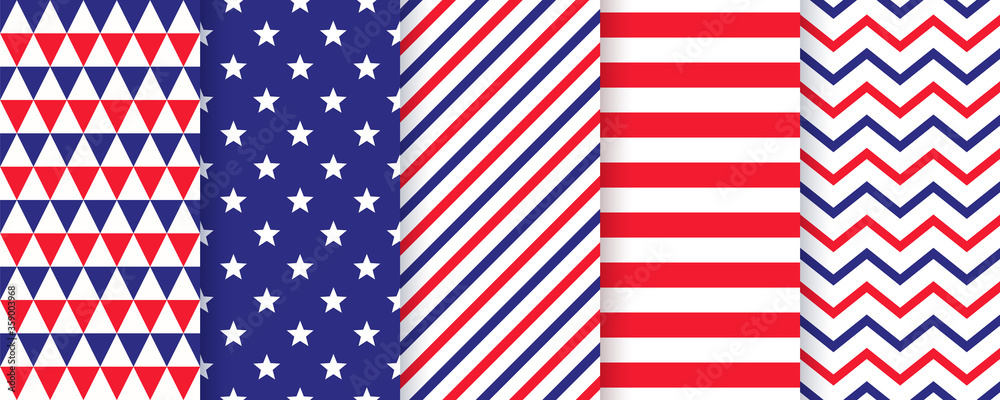 Patriotic seamless pattern. 4th July prints. Vector. Happy independence ...