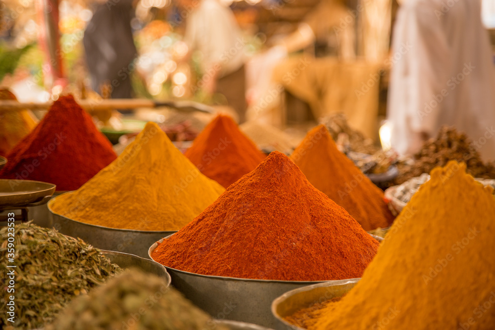 Colored spices as seen on the local markets in the middle east and ...