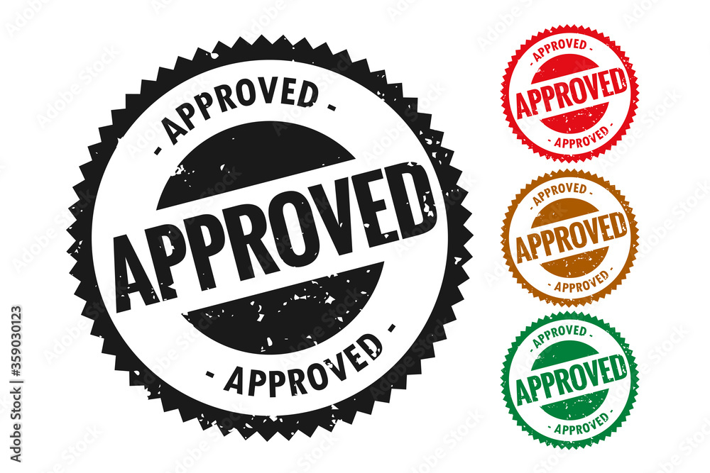 approved stamp in rubber style set of four Stock Vector | Adobe Stock