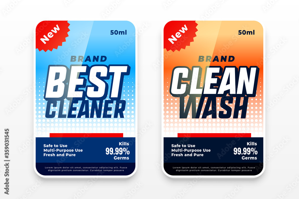 detergent wash labels design set of two Stock Vector | Adobe Stock