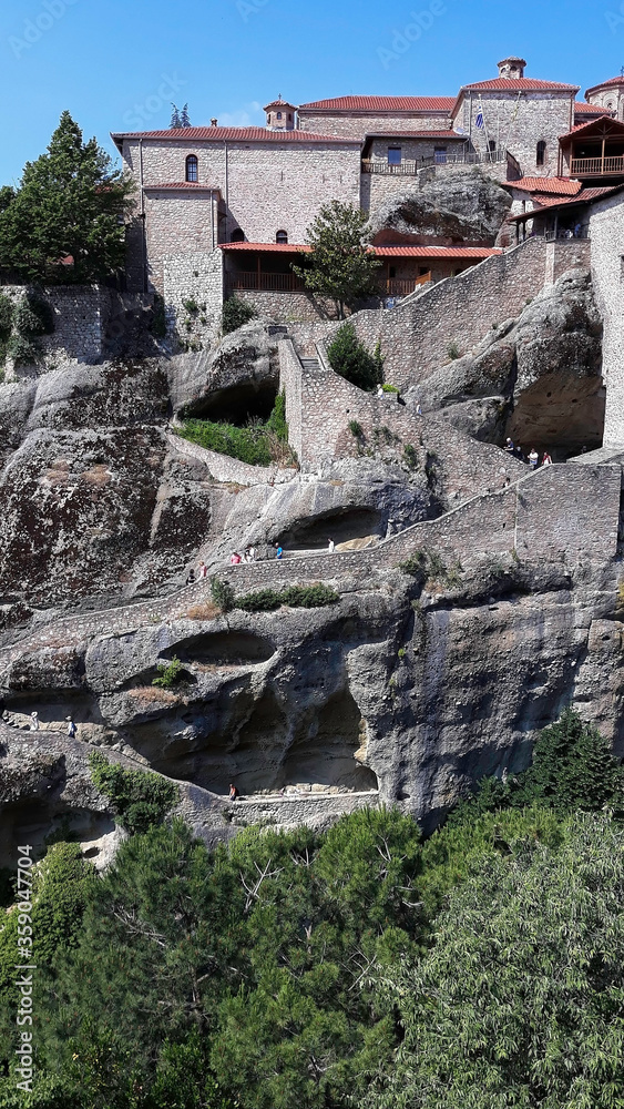 Holy Monastery of Great Meteoron, Greece, summer 2019. It is located in ...