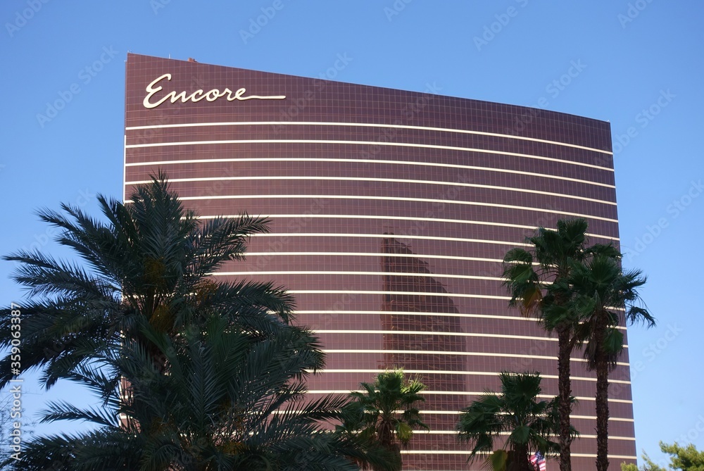 LAS VEGAS, NV -6 JUN 2020- Exterior day view of the Encore Las Vegas, a ...