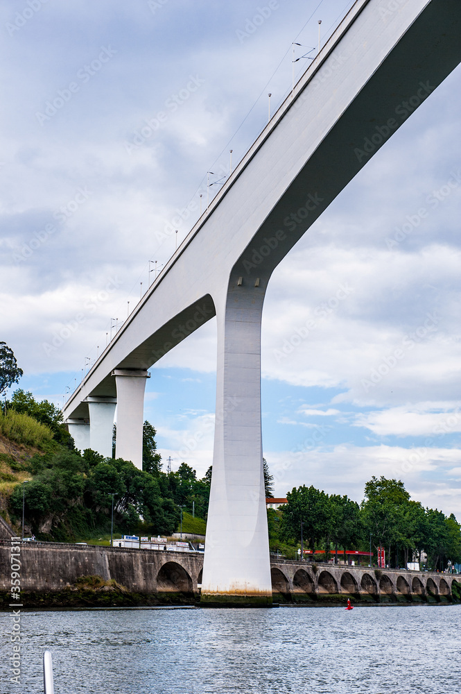 It's Bridge ove the River Douro in Porto, Portugal. View from the River ...